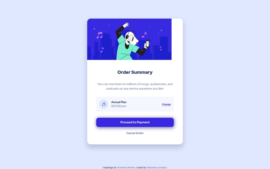 Frontend Mentor | Order summary solution using Css grid and flexbox coding challenge solution