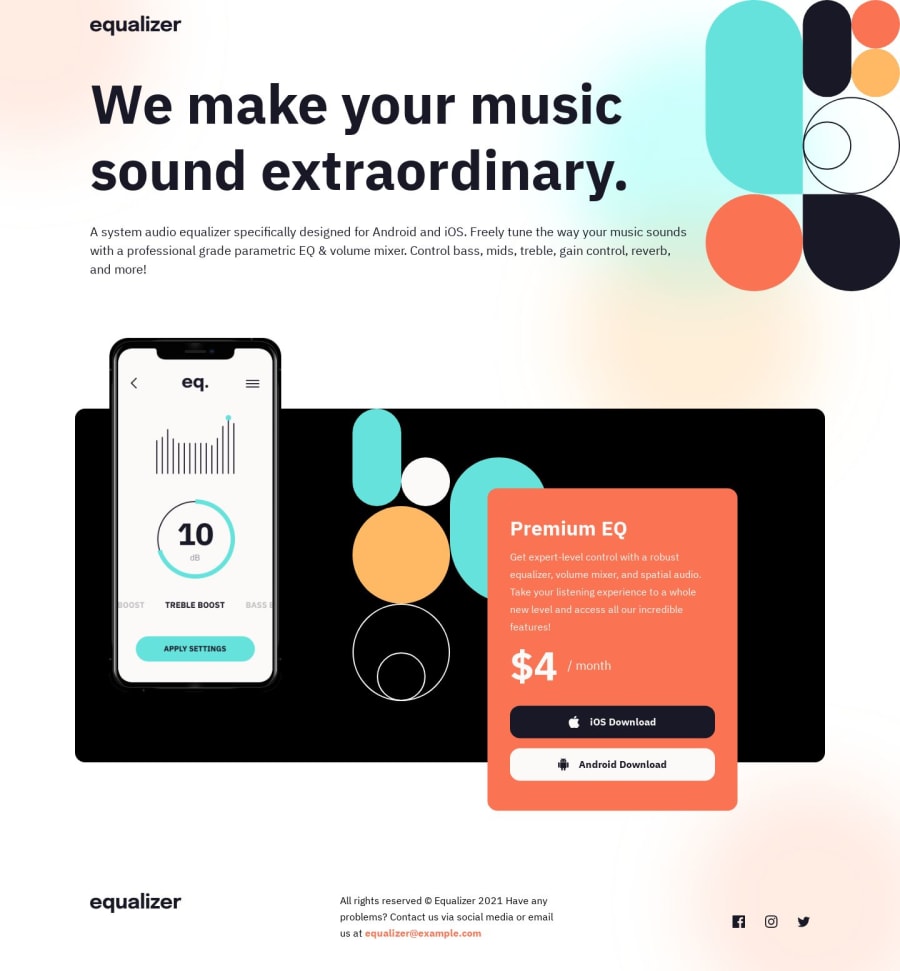 Frontend Mentor π Mobile First Equalizer Landing Page π Coding Challenge Solution