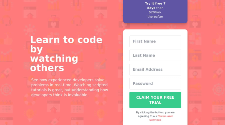 Frontend Mentor Intro Component With Sign Up Form Solution Using