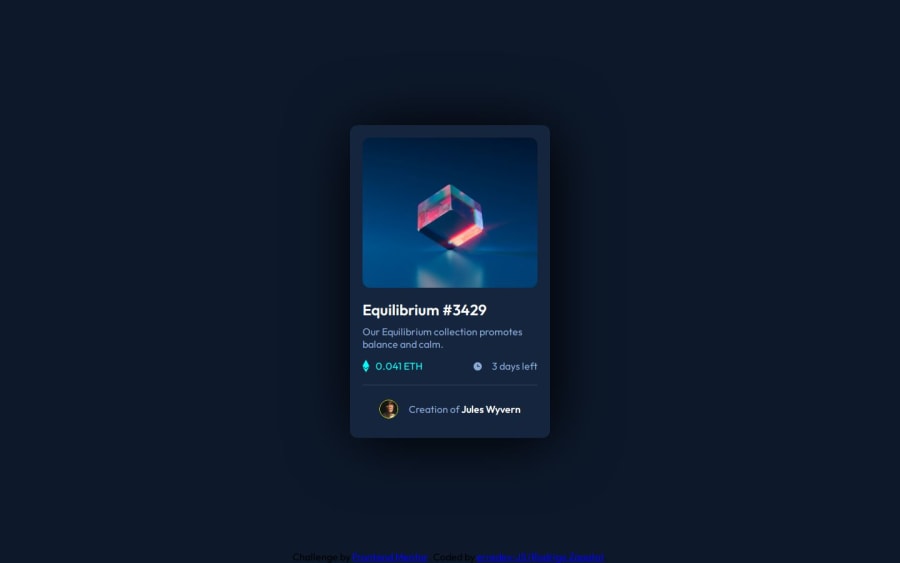 Frontend Mentor | NFT preview card component using HTML & CSS coding ... Frontend Mentor | NFT preview card component using HTML & CSS coding ...