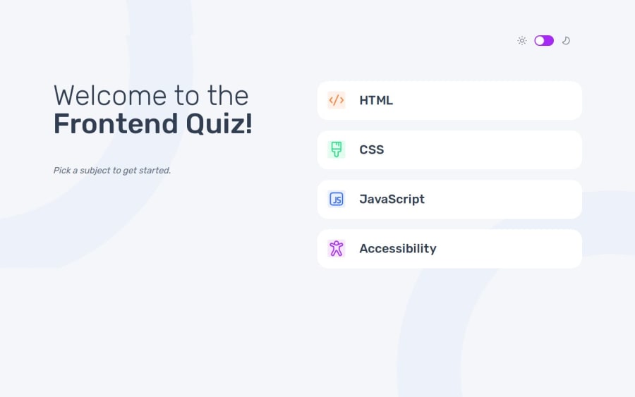 Frontend Mentor Frontend Quiz Using React Nextjs And Tailwindcss Coding Challenge Solution
