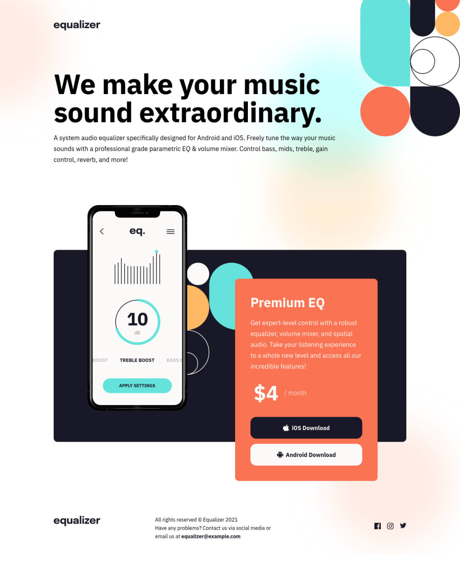 Frontend Mentor Equalizer Landing Page Using Css And Html Coding Challenge Solution