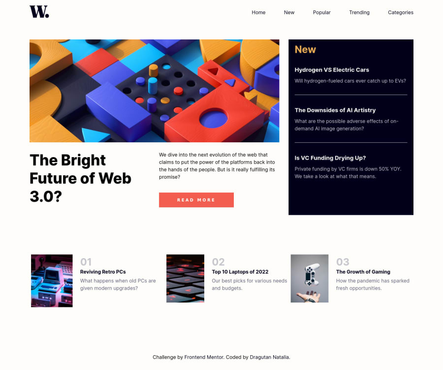 Frontend Mentor Responsive News Page Using Css Grid Css Flexbox And Same Javascript Coding