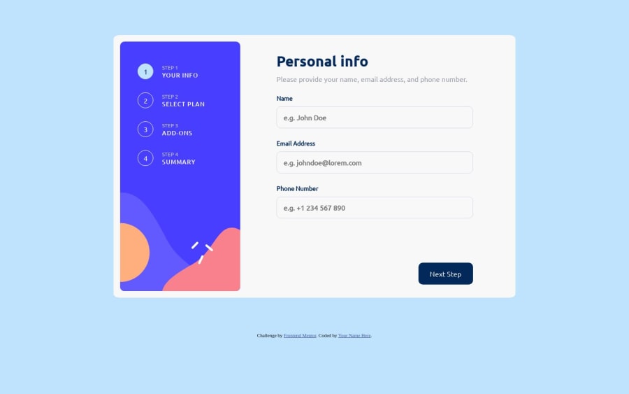 Frontend Mentor Multi Step Form Html Css Js Coding Challenge Solution