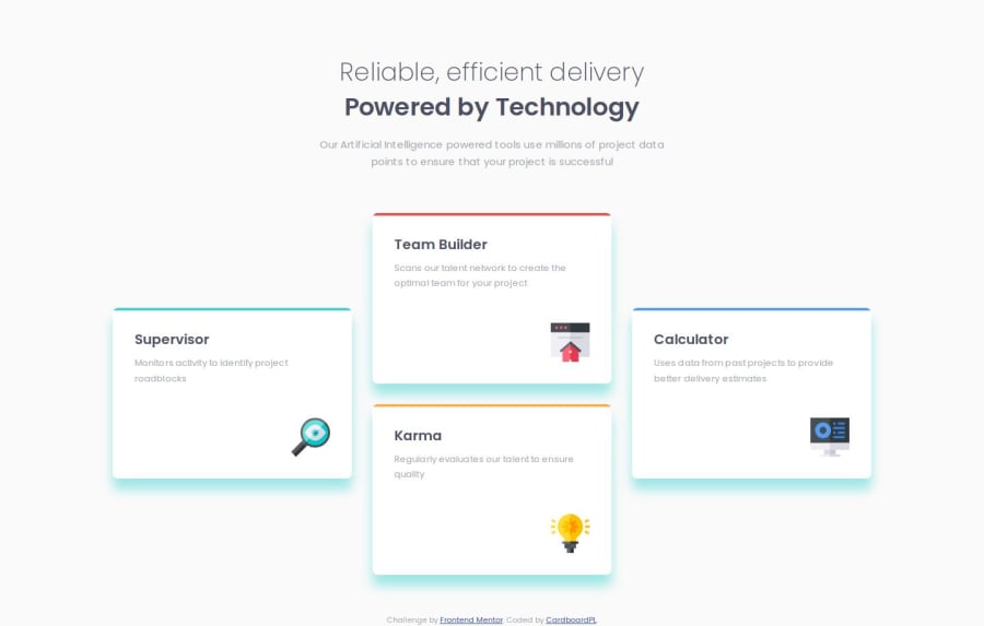 Frontend Mentor Four Card Feature Section Using Html And Css Coding Challenge Solution