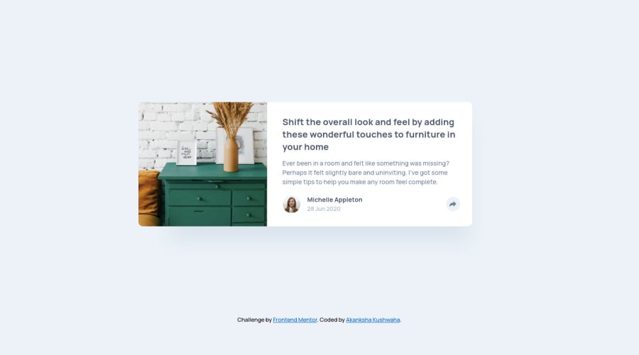 Frontend Mentor Article Preview Component Coding Challenge Solution 3984