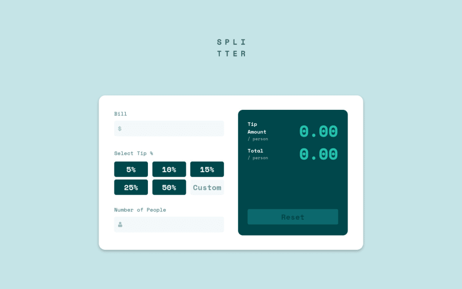Frontend Mentor Created The Tip Calculator Using Reactjs With Vanilla Css Coding Challenge