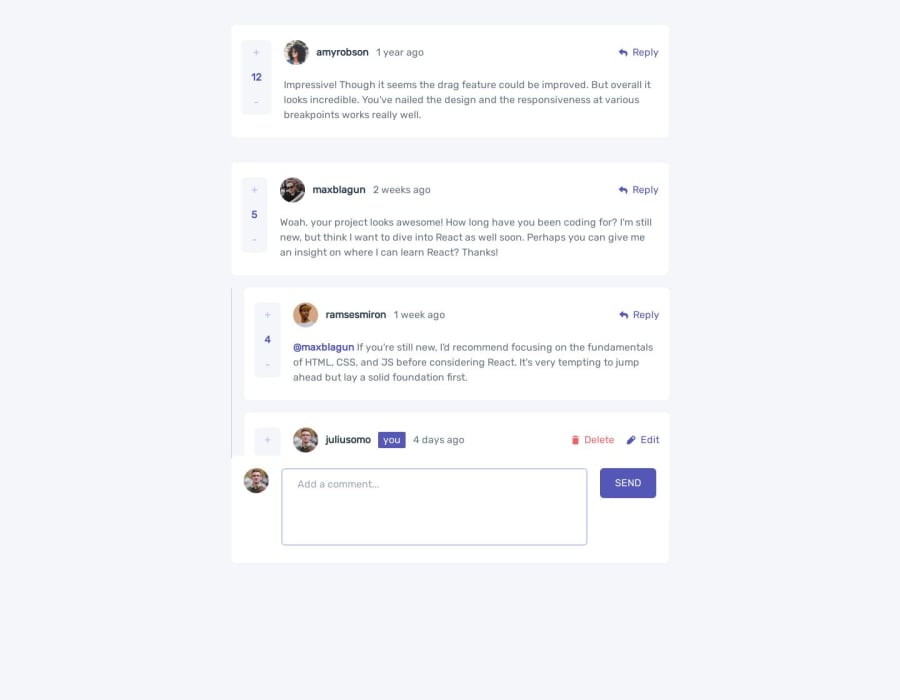 Frontend Mentor Interactive Comments Section With Typescript React