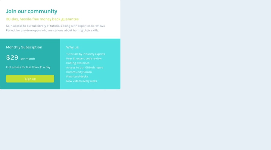 Frontend Mentor Single Price Grid Component Using Tailwindcss Coding