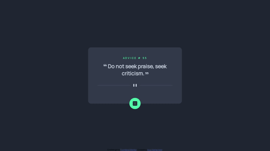 Frontend Mentor Responsive Advice Generator App Using Api Fetch Method Coding Challenge Solution 7482