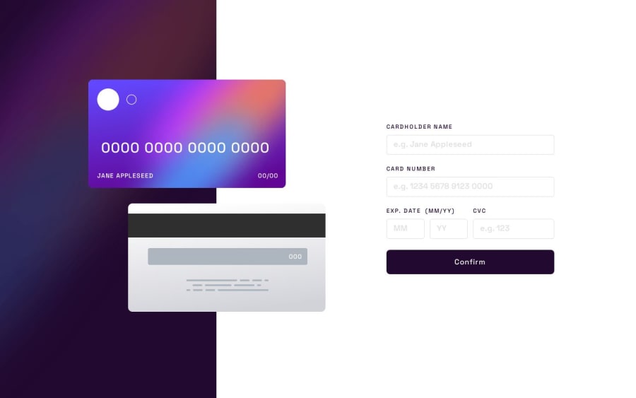 Frontend Mentor Interactive Card Details Form React Coding