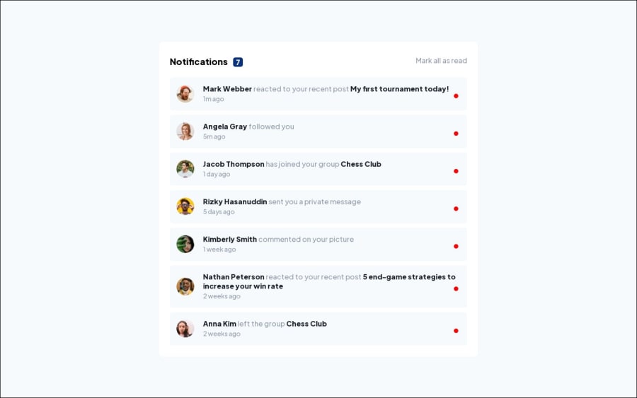 Frontend Mentor Responsive Notification Page Coding Challenge Solution