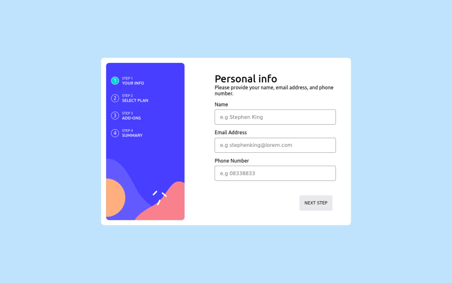 Frontend Mentor Multi Step Form Coding Challenge Solution