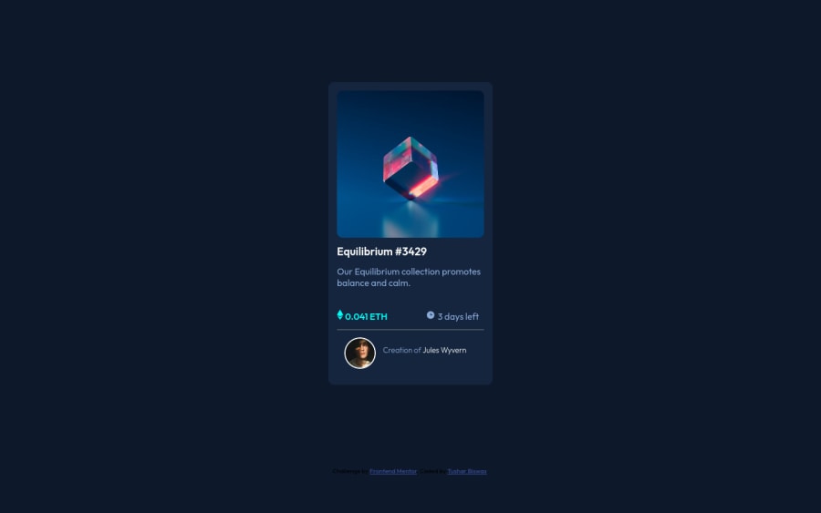 Frontend Mentor Nft Preview Card Component Using Html And Css Coding 4053