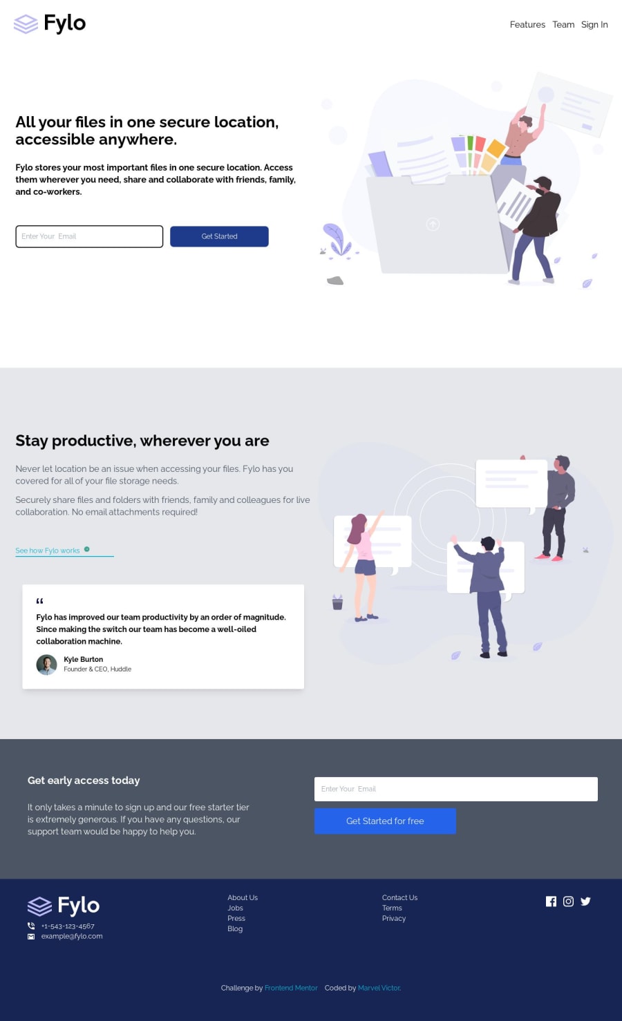 Frontend Mentor Fylo Landing Page With Two Column Layout Using