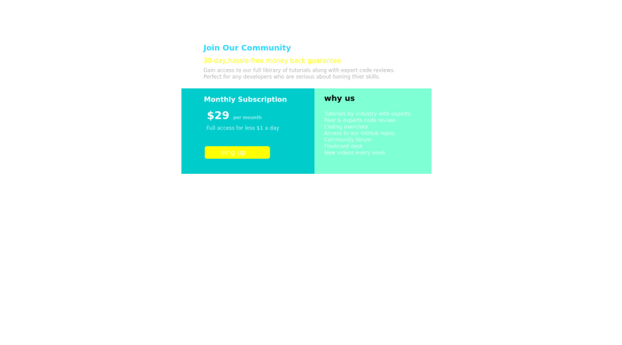 Frontend Mentor Single Price Grid Component Project Coding Challenge