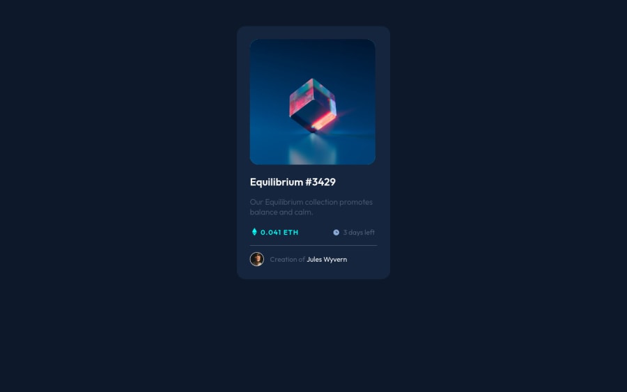 Frontend Mentor Nft Preview Card Design Html Css Coding Challenge