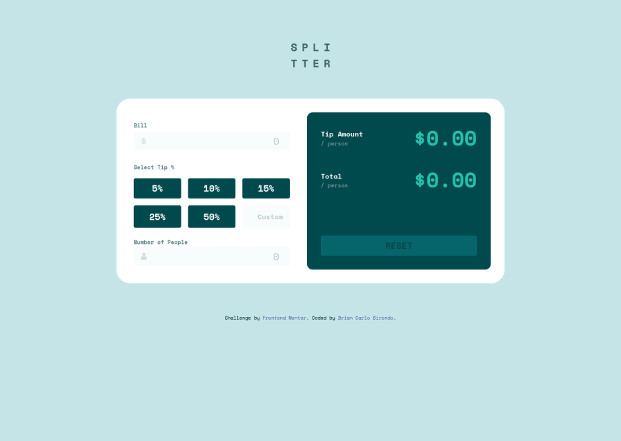 Frontend Mentor Responsive Tip Calculator App Using Scss And Js Coding Challenge Solution