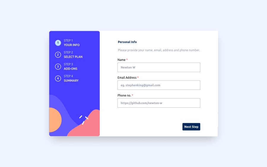 Frontend Mentor React Vite Tailwind Css Context Api Responsive Multi Step Form Coding