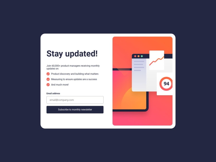 Frontend Mentor Subscription Site Done With Html Css Js Coding Challenge Solution
