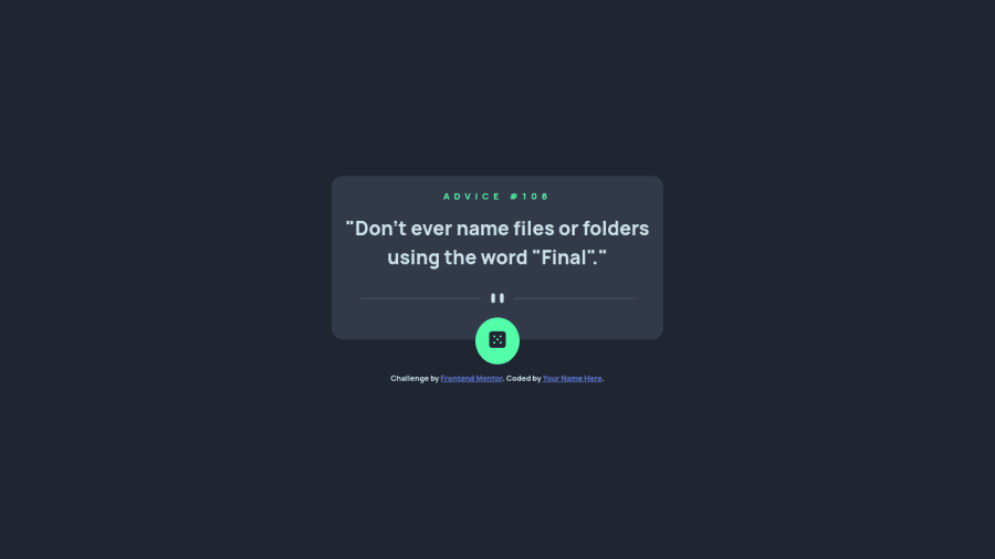Frontend Mentor Advice Generator App Using Html Css Javascript And