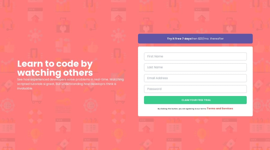 Frontend Mentor Intro Component With Sign Up Form Using React Js And Tailwind Css Coding