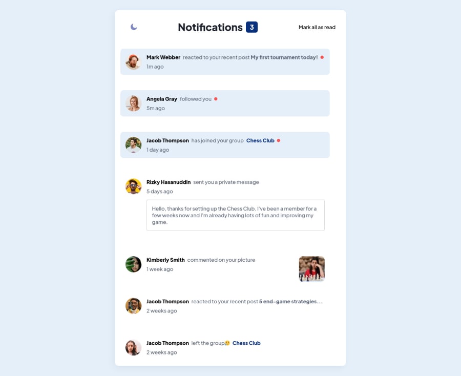 Frontend Mentor | responsive notifications page with custom theme ... Frontend Mentor | responsive notifications page with custom theme ...