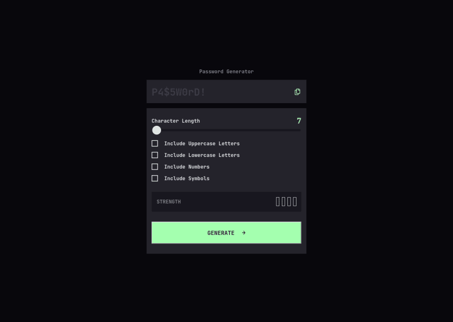 Frontend Mentor Password Generator Coding Challenge Solution