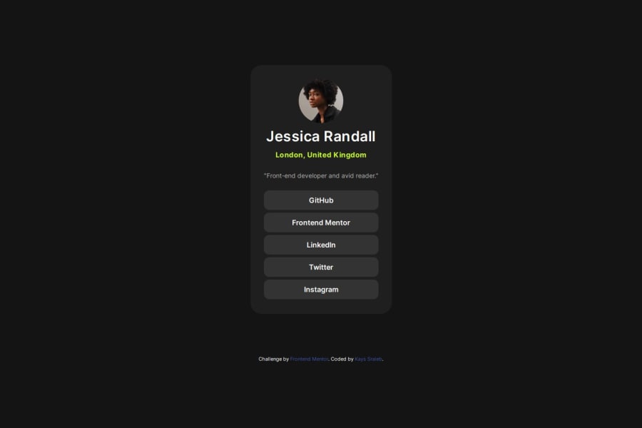 Frontend Mentor | Simple Social Link Profile Design coding challenge solution