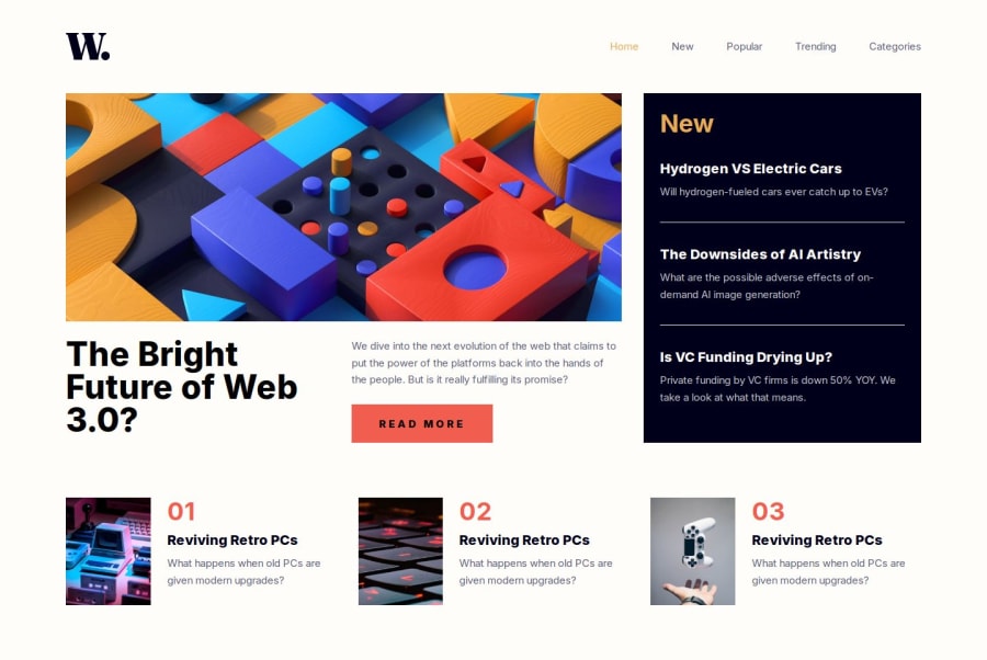 Frontend Mentor News Homepage Stack Next Js 15 Tailwindcss React19 Coding Challenge Solution