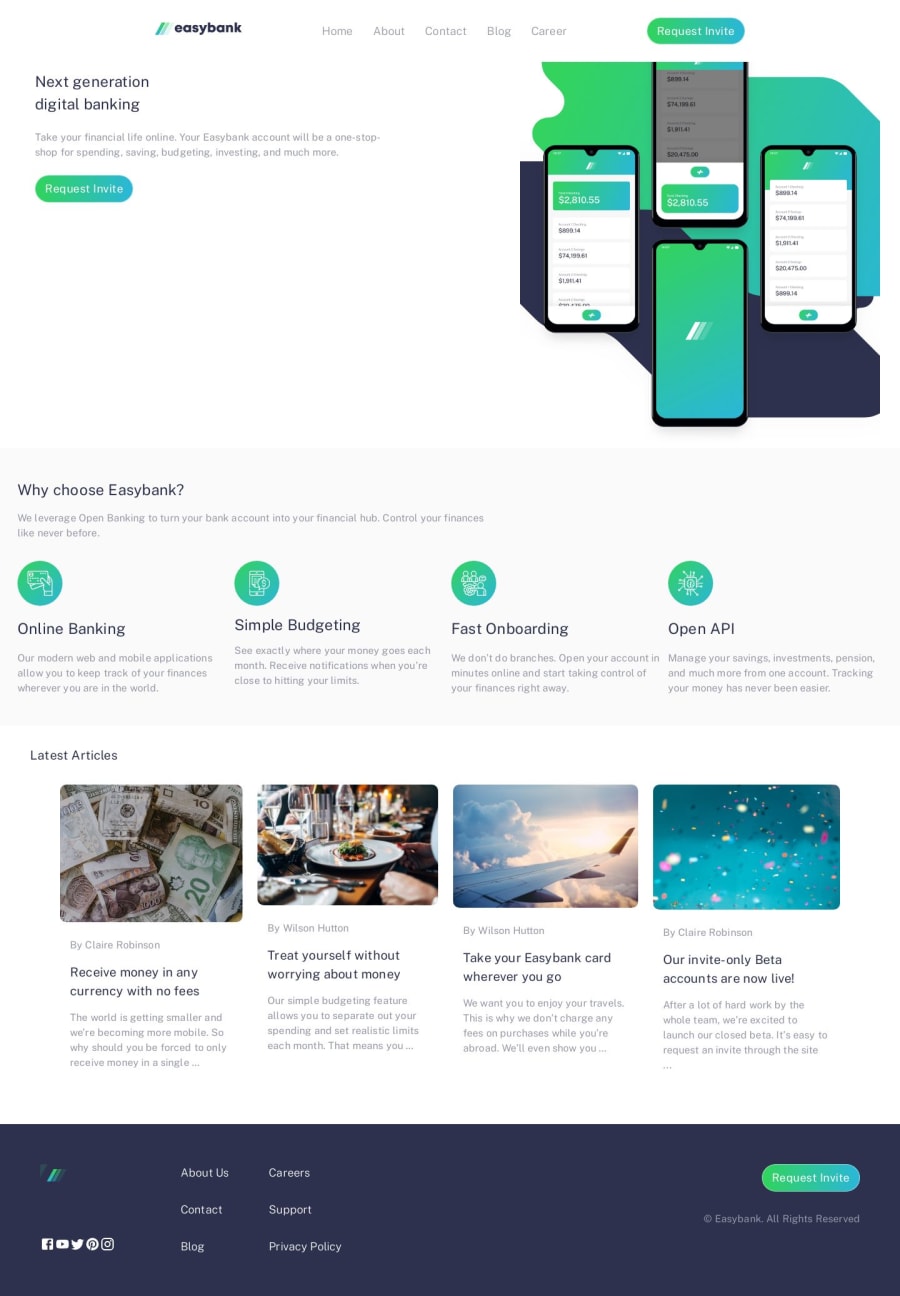 Frontend Mentor Responsive Easybank Landing Page With React And Mui Coding Challenge Solution