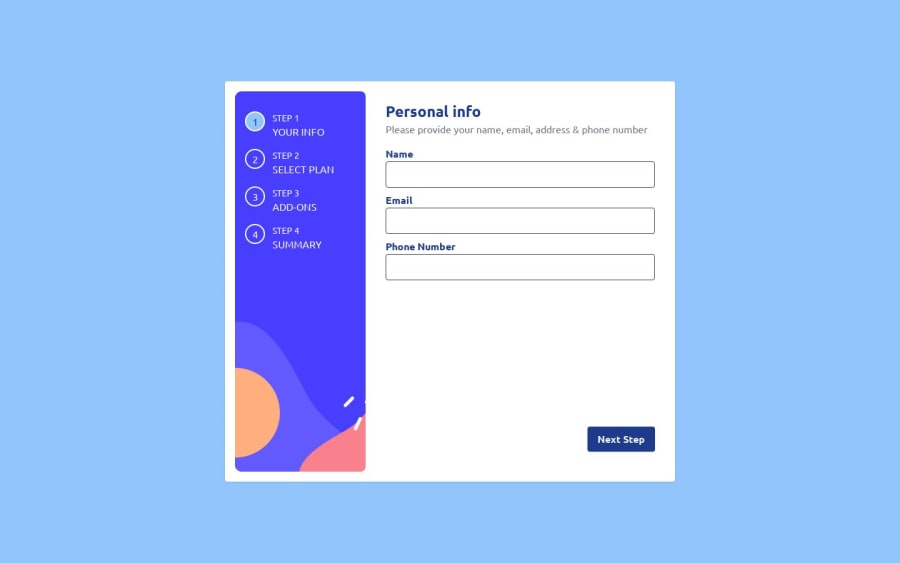 Frontend Mentor Stepper Form Using React And Tailwind Coding Challenge