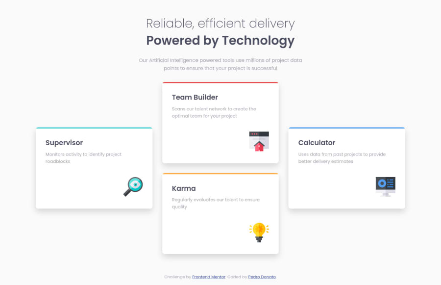 Frontend Mentor Four Card Feature Section Using Html And Css Coding