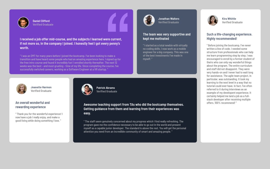 Frontend Mentor Testimonials Grid Section Main Coding Challenge Solution