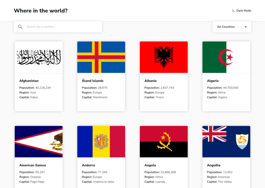 Frontend Mentor Responsive Rest Countries Api Challenge With Theme