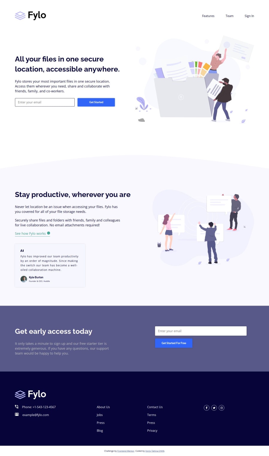 Frontend Mentor Fylo Landing Page With Two Column Layout With Html Css And Javascript Coding