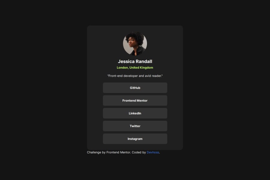 Frontend Mentor Responsive Social Links Profile Coding Challenge Solution