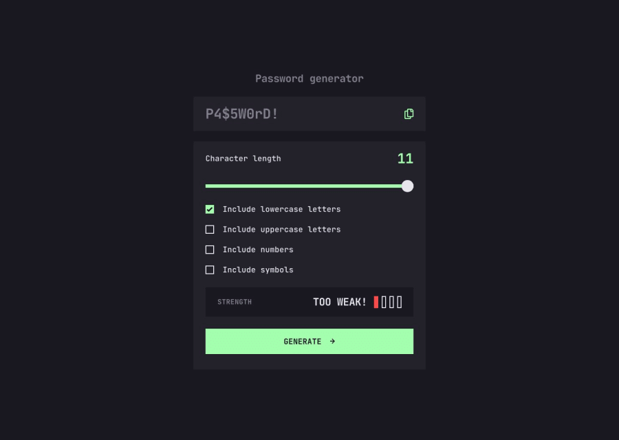 Frontend Mentor Password Generator App With Sveltekit And Css Coding Challenge Solution