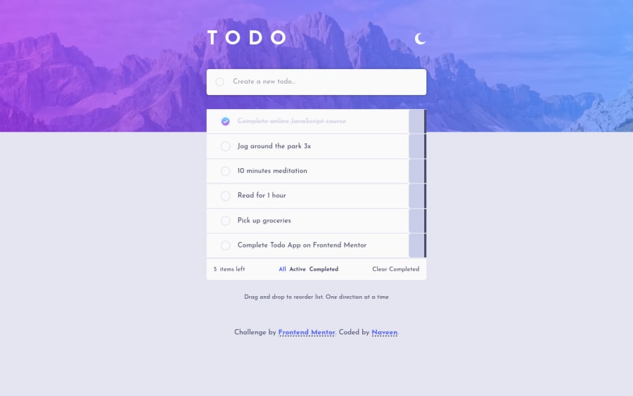 Frontend Mentor Todo App With Reactjs And Custom Drag And Drop Functionality Coding Challenge