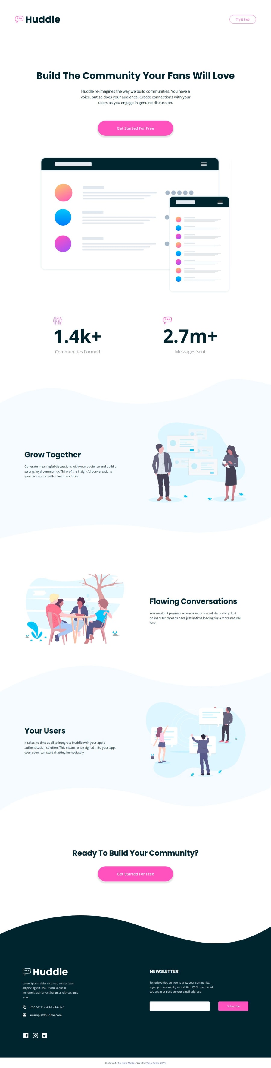 Frontend Mentor Huddle Landing Page With Curved Sections With Html Css Javascript Coding