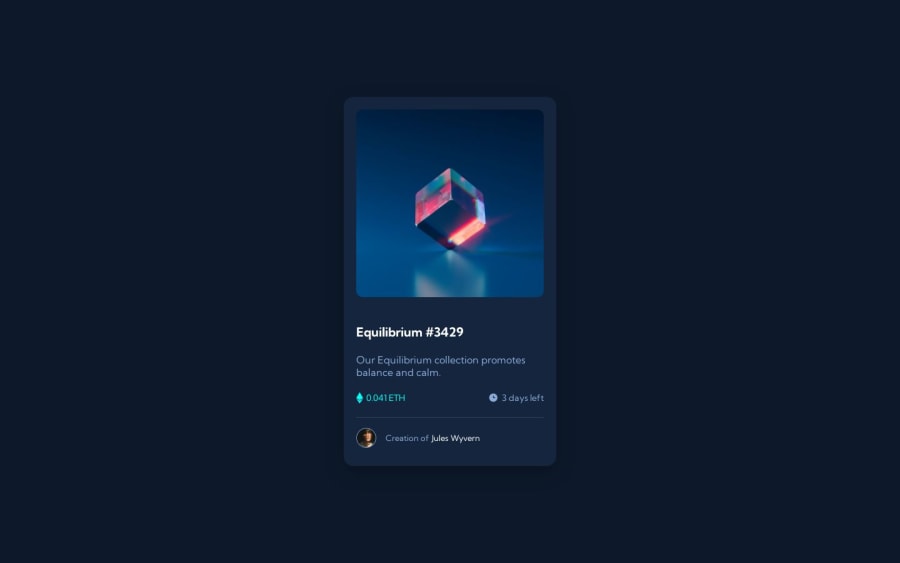 Frontend Mentor Nft Preview Card Using Html And Css Coding Challenge Solution