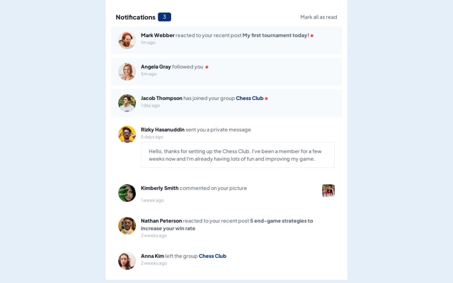 Frontend Mentor Notifications Page With Reactjs And Tailwindcss