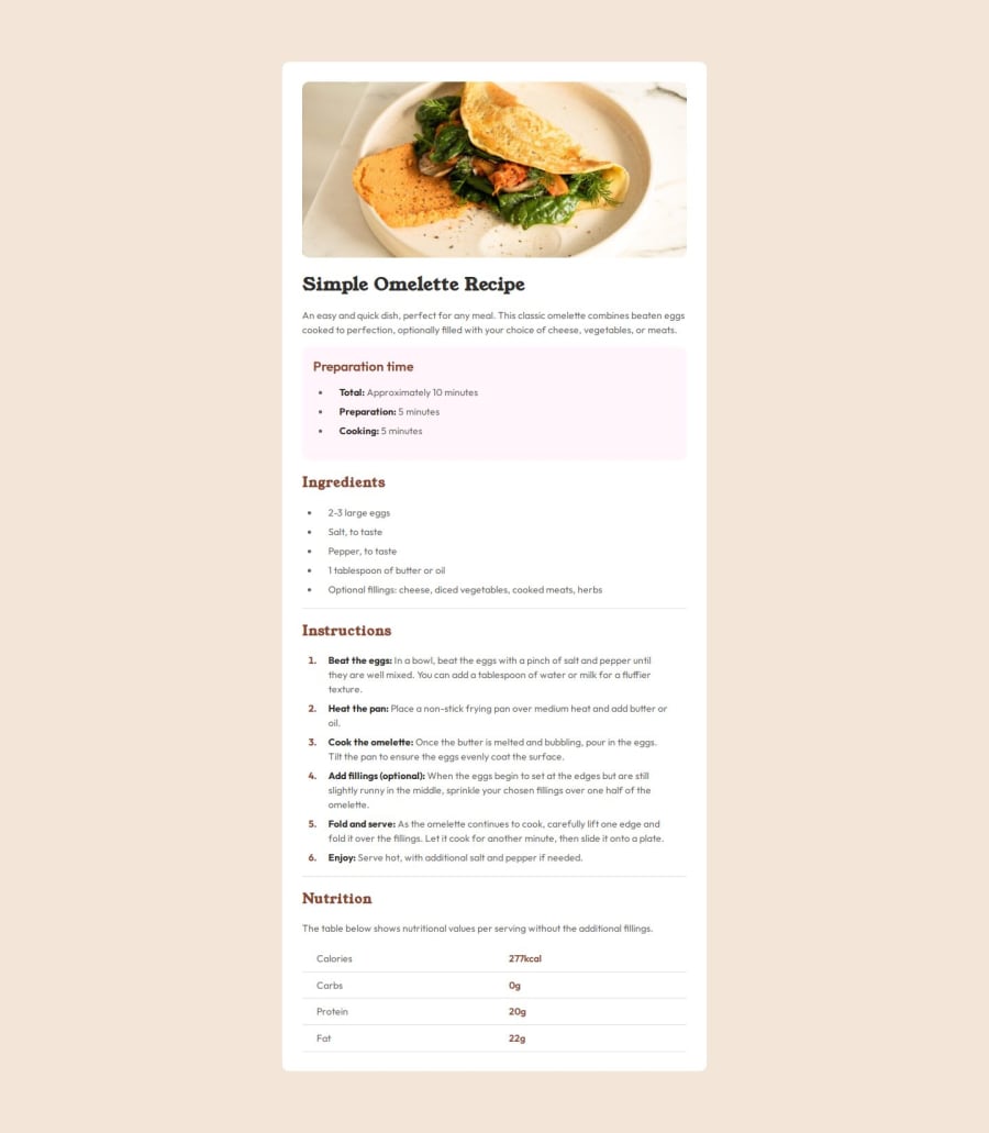 Frontend Mentor | Responsive webpage with a recipe using CSS coding ... Frontend Mentor | Responsive webpage with a recipe using CSS coding ...