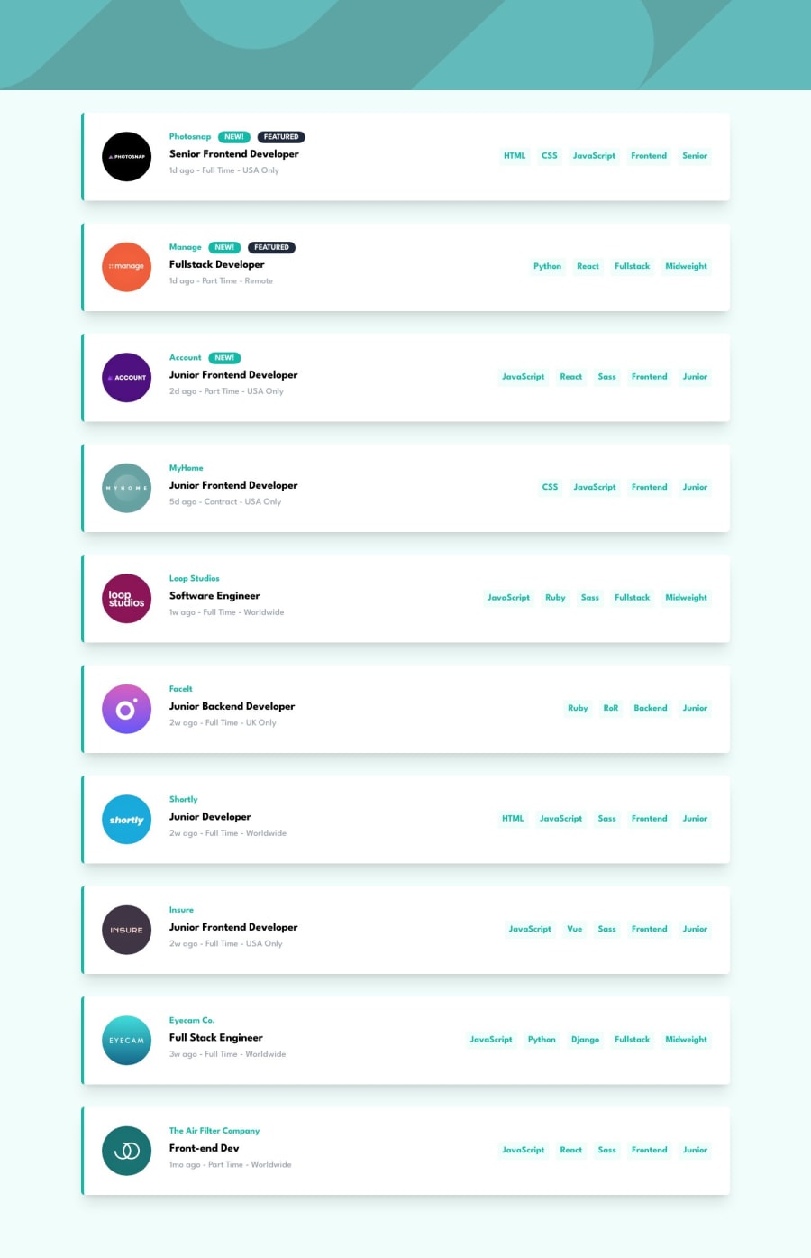 Frontend Mentor Static Job List Vue Vite Tailwind Coding Challenge Solution