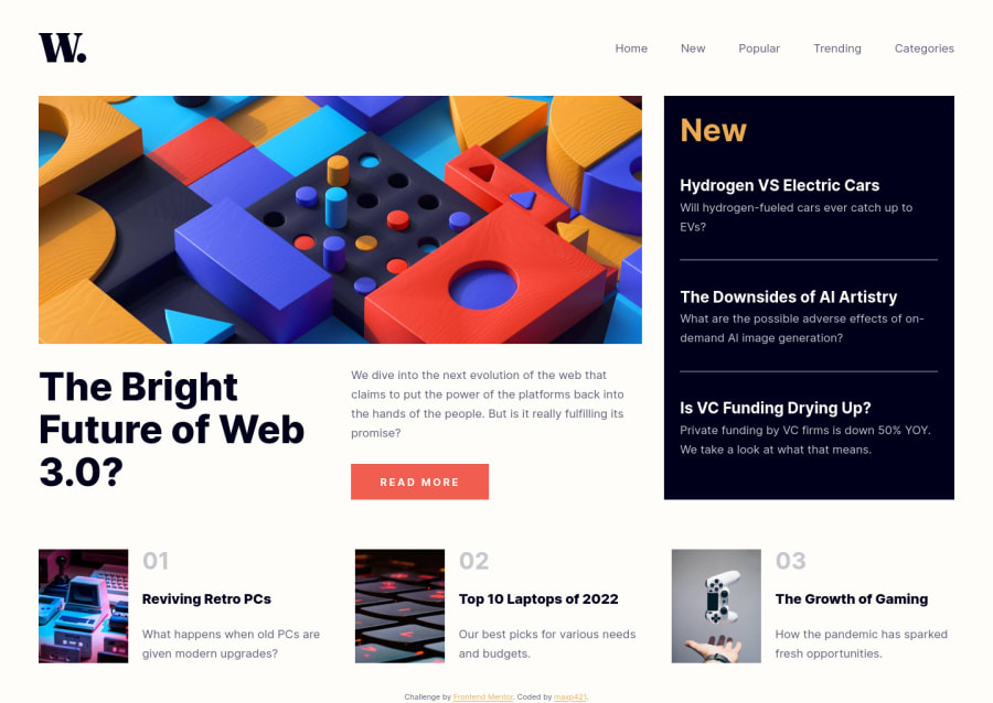 Frontend Mentor Responsive News Homepage Using Css Flexbox Grid Semantic Html5 Coding