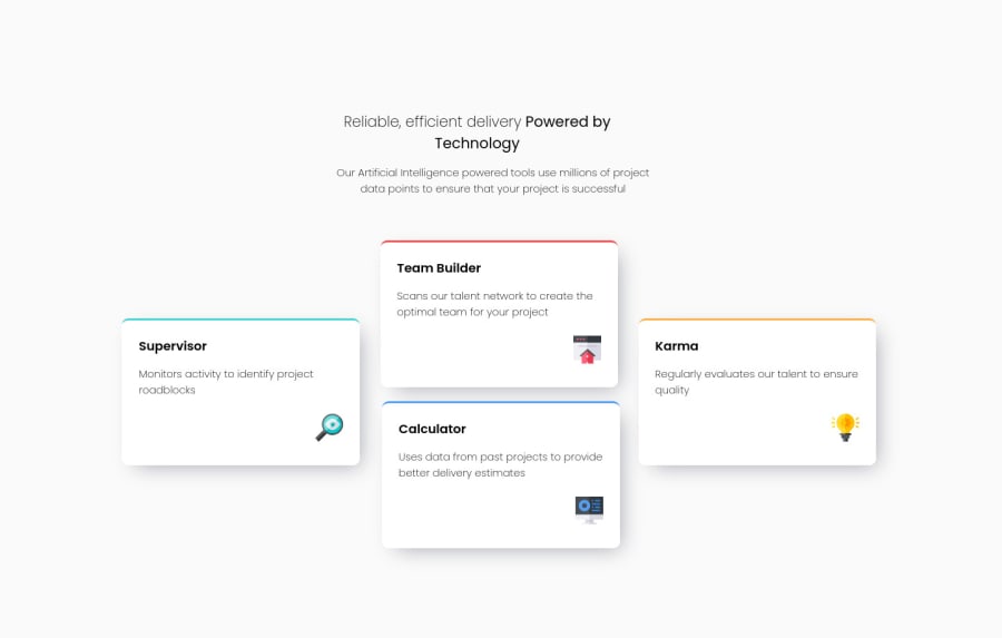 Frontend Mentor Four Card Section Coding Challenge Solution