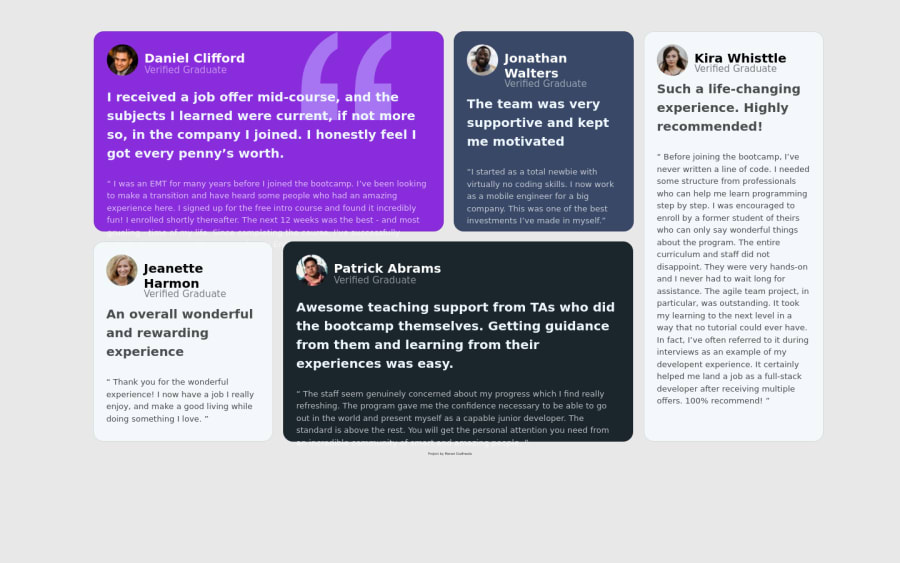 Frontend Mentor | Testimonials page using HTML & CSS coding challenge ...