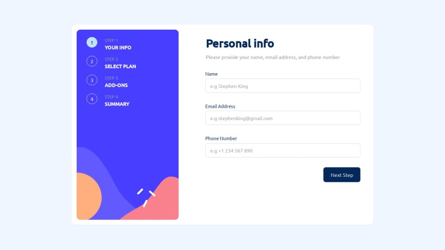 Frontend Mentor Multi Step Form Using React And Tailwind Css With Animations Coding Challenge