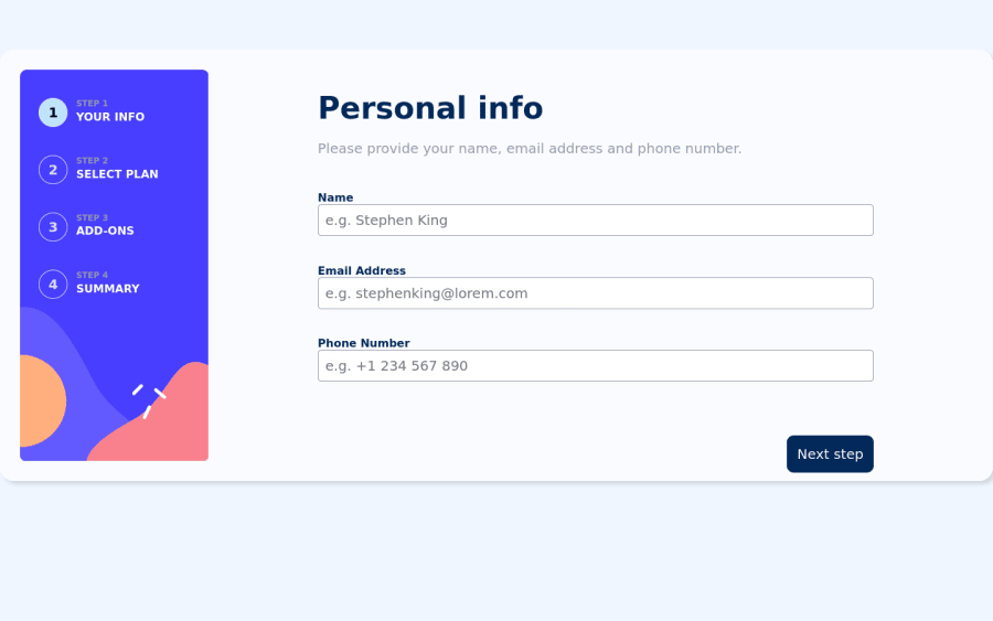 Frontend Mentor Multi Step Form With React Coding Challenge Solution