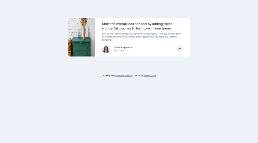 Frontend Mentor Article Preview Component Using Html Css Js Coding 9586